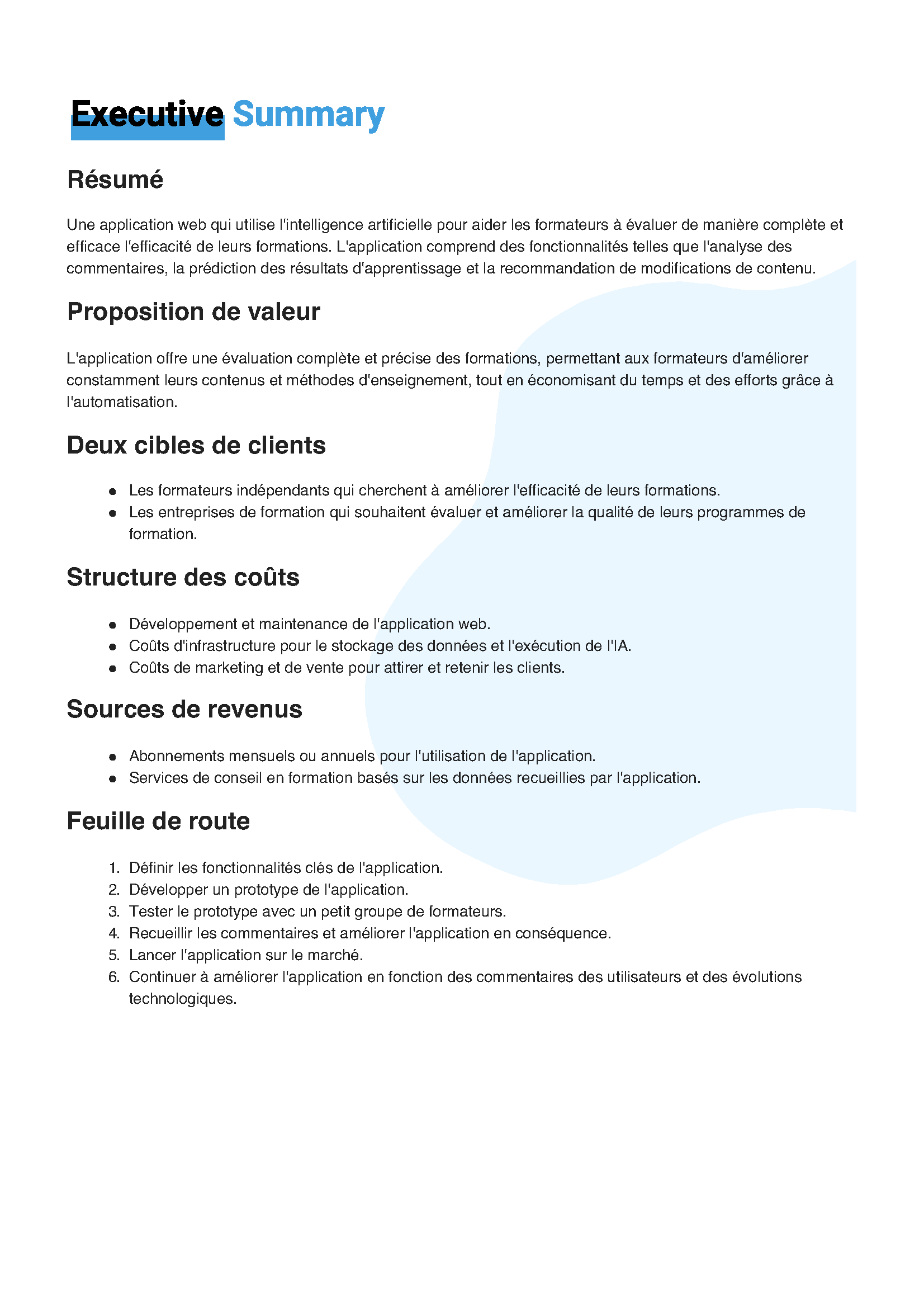 Créer votre executive summary