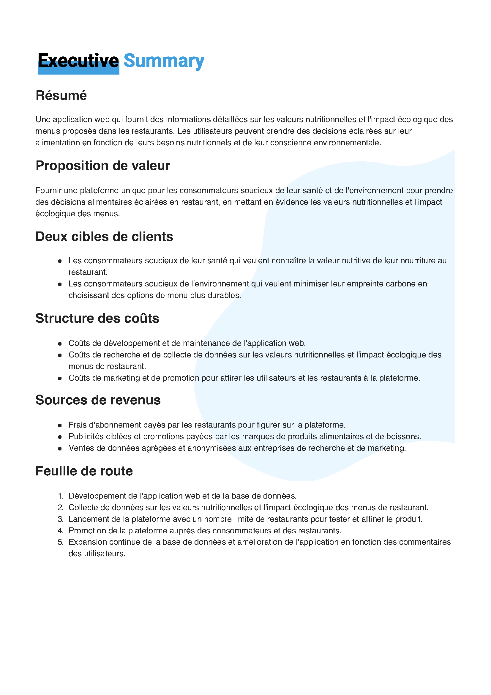 Créer votre executive summary